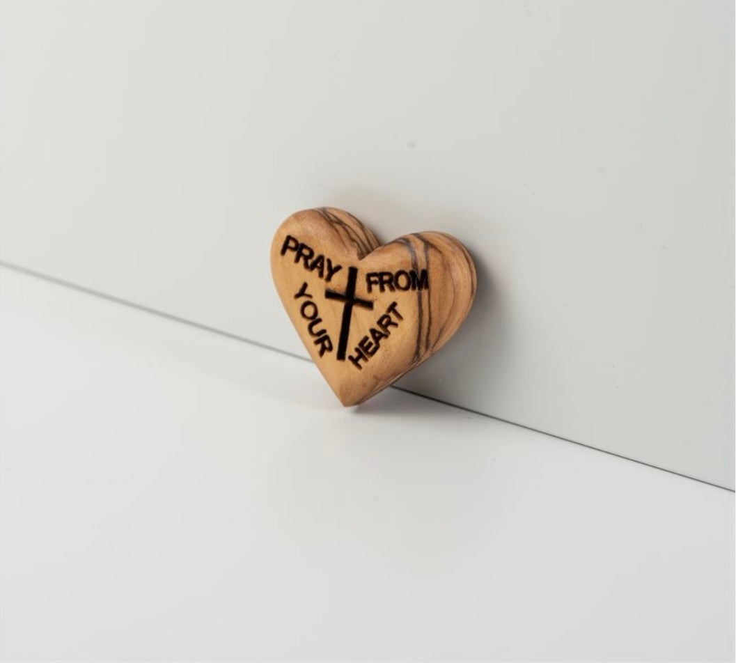 Olive Wood Engraved Heart – "Pray from Your Heart" – Discount Catholic ...
