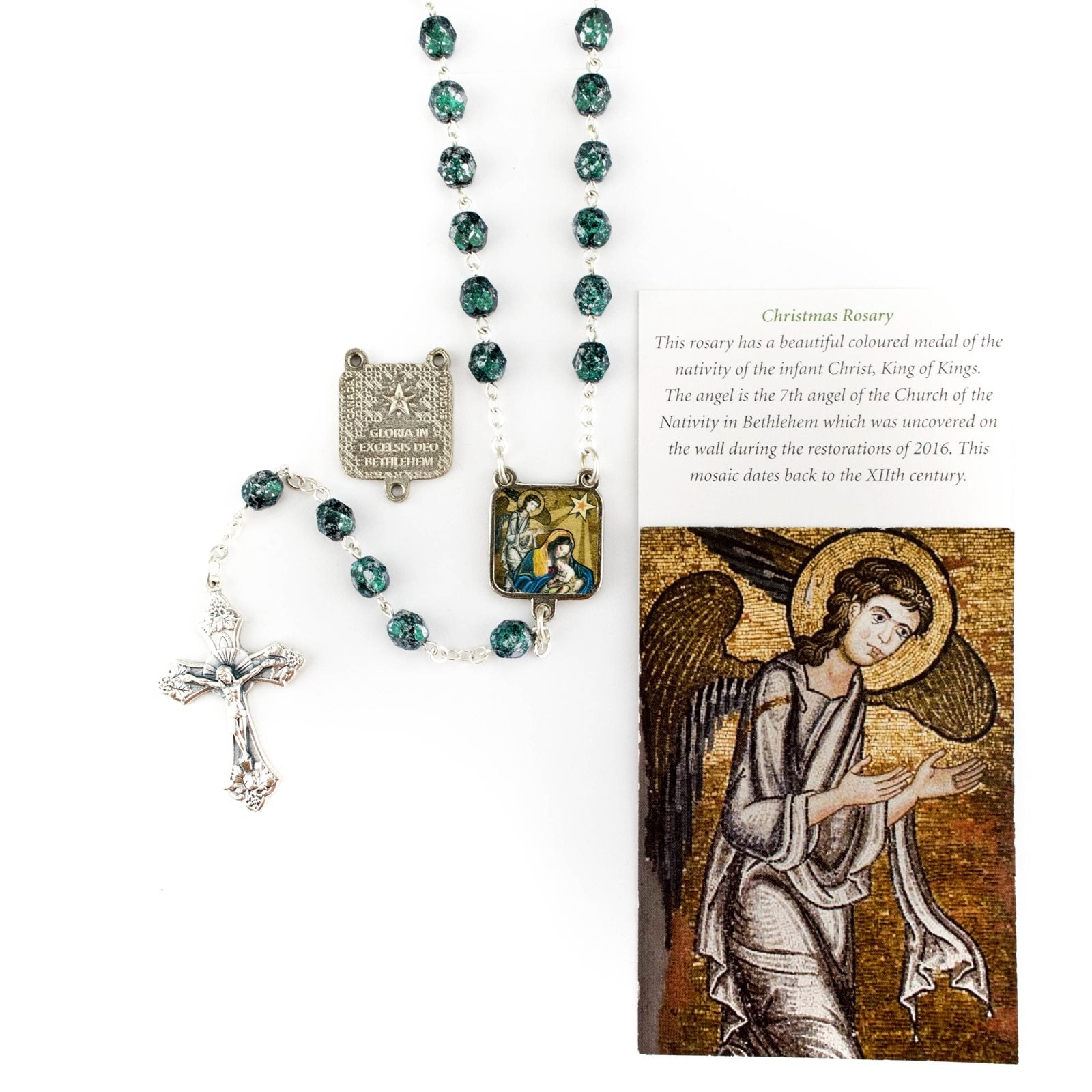 Christmas Angel Center Jade Rosary – Featuring the Nativity Mosaic fro ...
