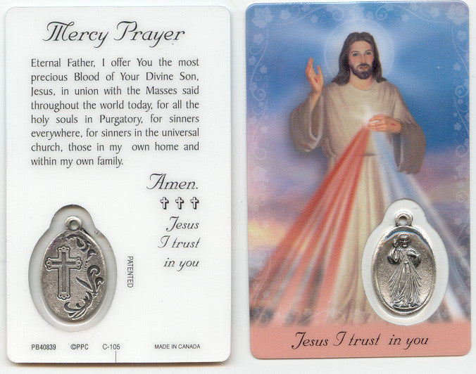 Divine Mercy Prayer Card with Medal – Discount Catholic Store
